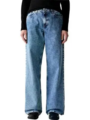 Karl Lagerfeld Logo-patch Wide-leg Jeans - Blue