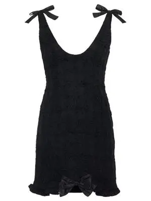 Alessandra Rich Bow-detail Bouclé-knit Mini Dress - Black
