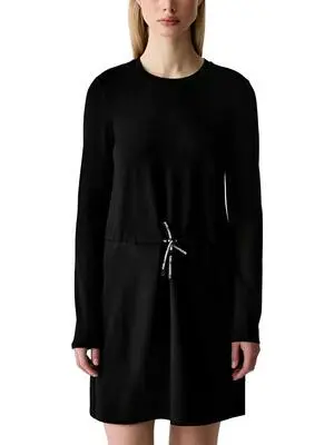 Karl Lagerfeld Drawstring Long-sleeve Mini Dress - Black