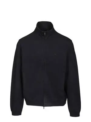 Emporio Armani Full-zip Textured Sweater - Blue