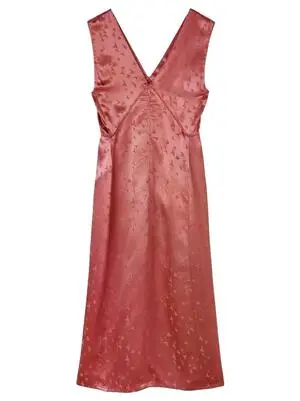 RETORI Retro V-neck Bird-detail Midi Dress - Pink