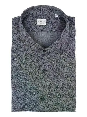 XACUS Tailor-fit Floral-print Shirt - Blue