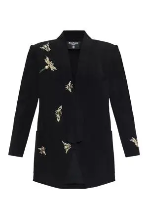 Balmain Crystal-embellished Shawl-lapel Blazer - Black