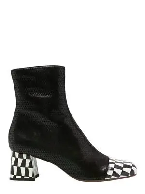Chie Mihara Volkiara Snake-effect Checkerboard Ankle Boots - Black