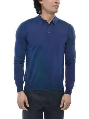 PAOLO PECORA Long-sleeve Polo Shirt - Blue