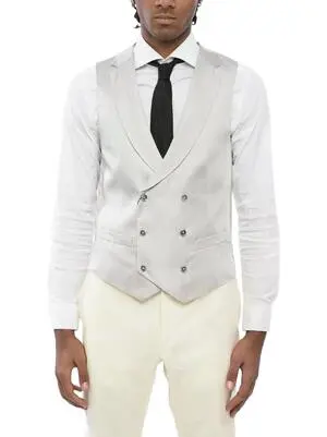 Corneliani Jacquard-fabric Double-breasted Waistcoat - Grey