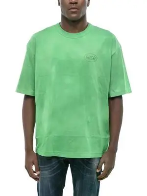 DIESEL® Wash-out Logo-print Crew-neck Cotton T-shirt - Green