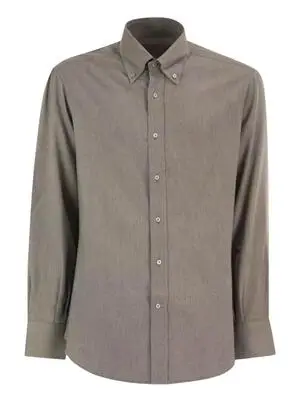 Brunello Cucinelli Button-down Box-pleat Shirt - Grey