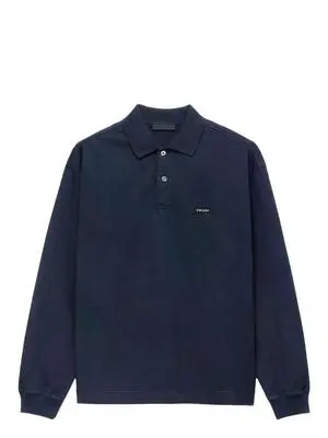 Prada Long-sleeved Cotton Polo Shirt - Blue