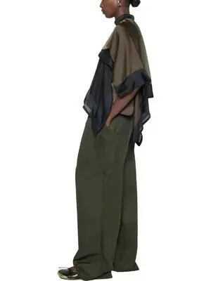 Sacai Layered Asymmetric-hem Blouse - Green