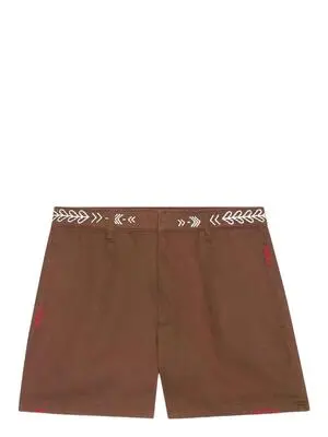 OTTOD'AME Embroidered-waistband Shorts - Brown