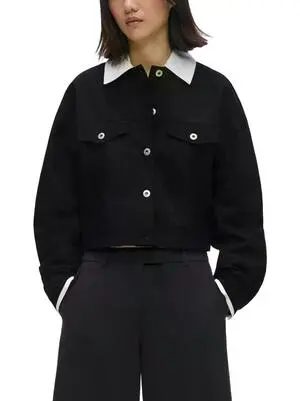 KARL LAGERFELD Karl Lagerfeld Jeans Logo-Embroidered Cropped Denim Jacket