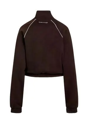 Balenciaga Piped-trim Zip-up Sweatshirt - Brown
