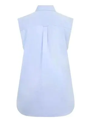 MOORER Sleeveless Box-pleat Shirt - Blue