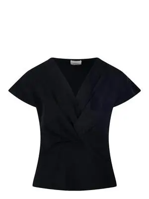 MARANT ETOILE Nadrine Wrap-style Cap-sleeve T-shirt - Black