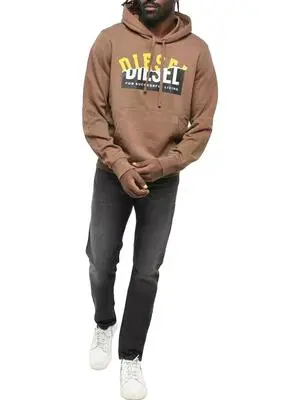 DIESEL® Logo-printed Drawstring Hoodie - Brown