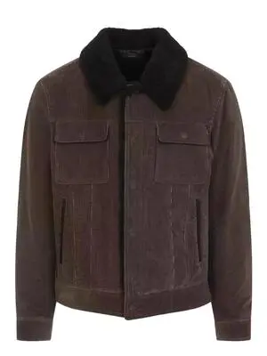 TOM FORD Shearling-collar Corduroy Jacket - Brown