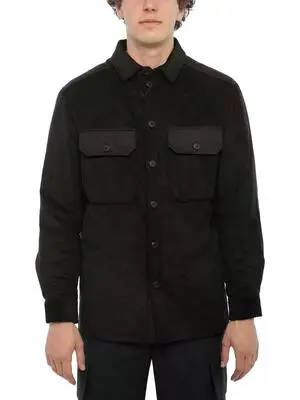 Neil Barrett Quilted-panel Ribbed-velour Overshirt - Black