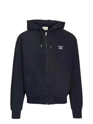 Drole De Monsieur Slogan-print Zip-up Hoodie - Blue