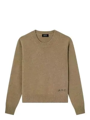 A.p.c. Logo-embroidered Wool Sweater - Neutrals