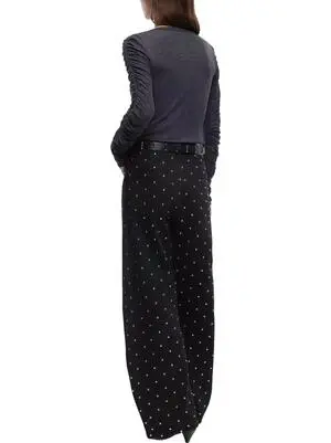 PINKO Ruched Sleeve Crew Neck Pullover