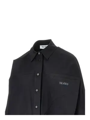 Attico Embroidered-logo Cotton Top - Black