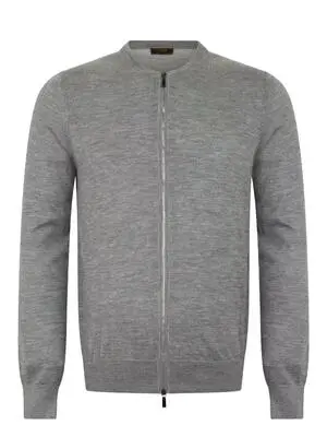 MOORER Casale Zip-up Fine-knit Cardigan - Grey