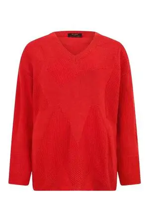 MOORER Textured V-neck Sweater - Red