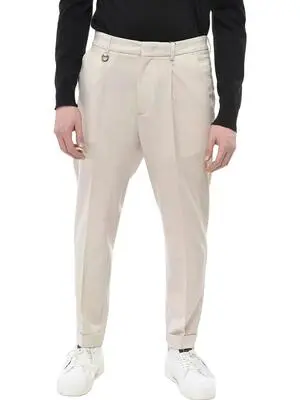 PAOLO PECORA Single-pleat Turn-up Trousers - Neutrals