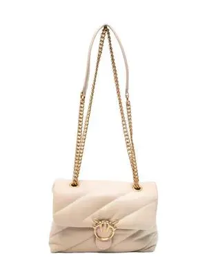 Pinko Love Puff Quilted Leather Tote Bag Neutrals