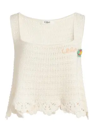 Chloé Crocheted Organic Cotton Tank Top - White