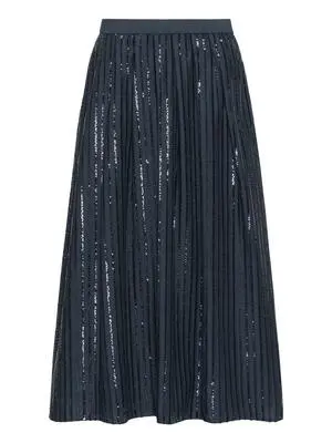 Max Mara Cotton Sequinned Skirt - Navy