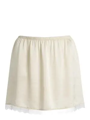 LESET Barb Lace-trimmed Satin Mini Skirt - Ivory