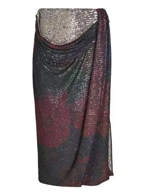 MAISON MARGIELA Draped Printed Sequin Midi Skirt - Multicoloured