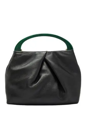 Dries Van Noten Crisp Leather Top Handle Bag - Black