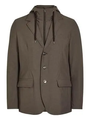 Herno Double-layer Hooded Woven Jacket - Dark Brown