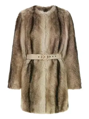 TWINSET Belted Gradient-effect Coat - Brown