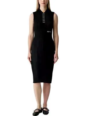 Karl Lagerfeld Ribbed-knit Midi Dress - Black