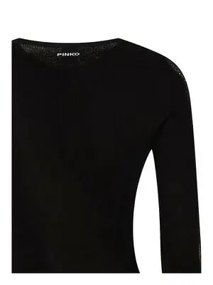 Pinko Ribbed-knit Lace-trimmed Sweater - Black