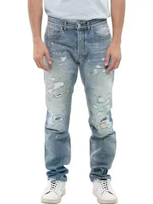 John Richmond Distressed-effect Regular-fit Jeans - Blue