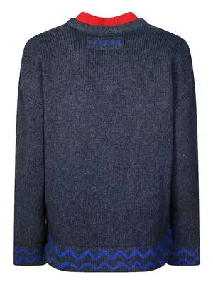 Marni Chevron-pattern Layered-effect Sweater - Blue