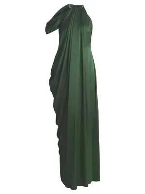 Erdem Seersucker Draped Gown - Green