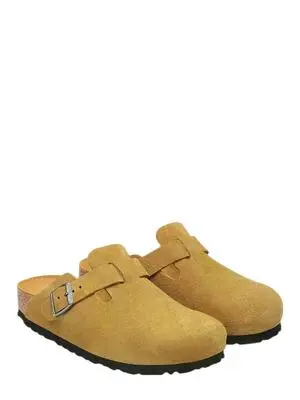 BIRKENSTOCK Boston Buckle-fastening Suede Mules - Brown