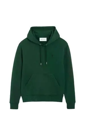 AMI Paris Cotton Hoodie With De Coeur - Green