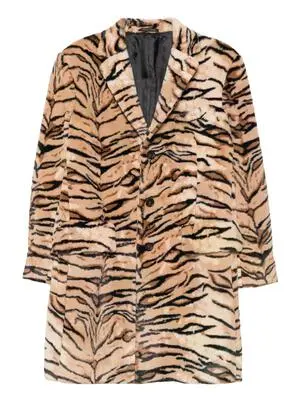 REVERES 1949 Tiger-print Notched-lapel Coat - Neutrals