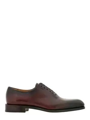 FERRAGAMO Tramezza Lace-up Leather Oxford Shoes - Red
