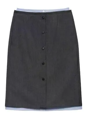 Prada Light Mohair And Chambray Skirt - Grey