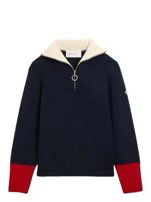 AMI Zipped Collar Wool Sweater