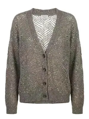Brunello Cucinelli Dazzling Sequin-embellished Cardigan - Grey