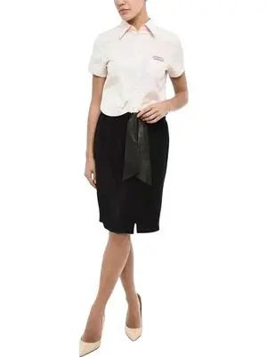 Dsquared2 Leather-belt Front-slit Midi Skirt - Black